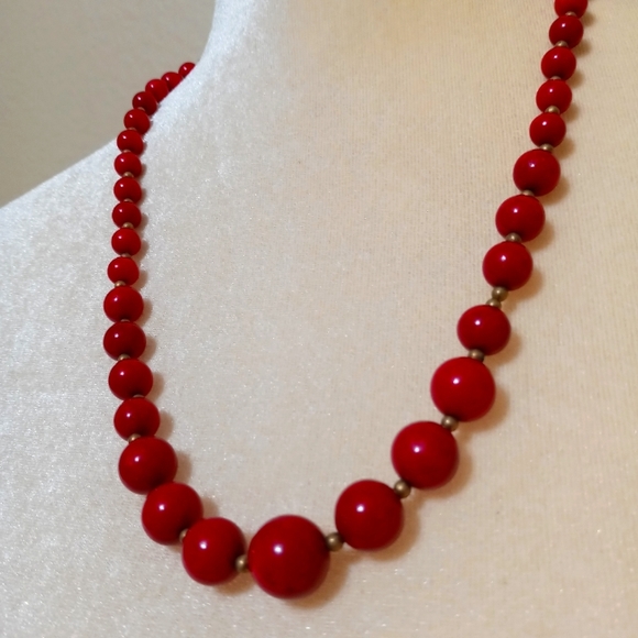 Jewelry | Vintage Red Beaded Necklace | Poshmark